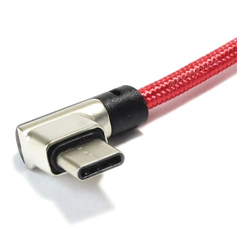 Câble Usb A Mâle Vers Usb C Mâle Coudé 90° Rouge 1m Audiophonics