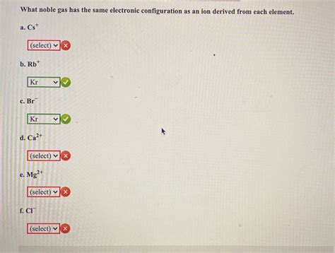 Solved What Noble Gas Has The Same Electronic Configuration