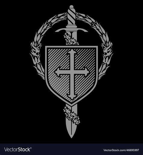Knightly Design Crusader Knight Shield With Cross Vector Image Knightly Design Crusader Knight Shield With Cross Vector Image