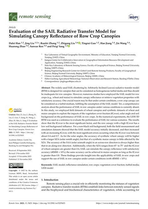 Pdf Evaluation Of The Sail Radiative Transfer Model For Simulating