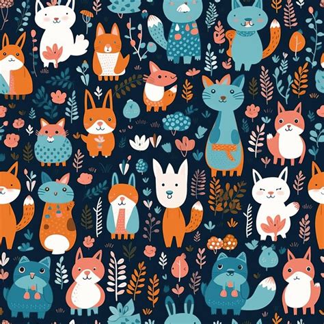 Premium Ai Image Cute Simple Doodle Patterns