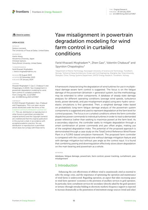 Pdf Yaw Misalignment In Powertrain Degradation Modeling For Wind Farm