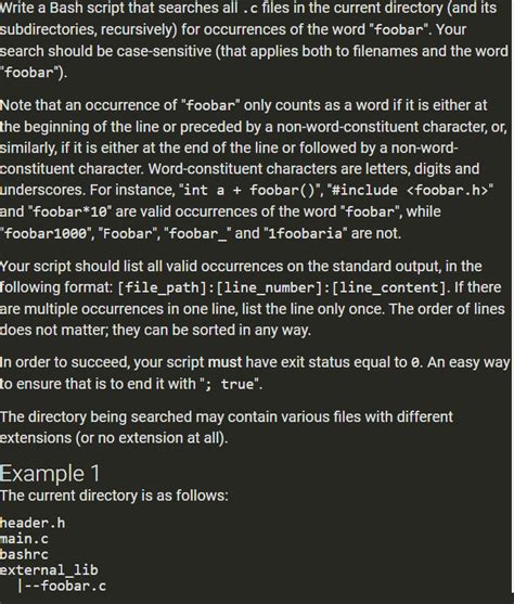 Solved Write A Bash Script That Searches All C Files In The