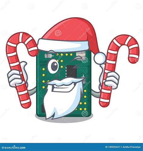 Santa With Candy Pcb Circuit Board In The Cartoon Stock Vector