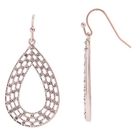 Lc Lauren Conrad Rose Gold Tone Caged Rhinestone Teardrop Earrings