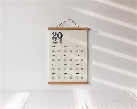 2024 Minimalist Printable Calendar One Page Modern Wall Calendar 12