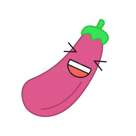 Eggplant Cute Kawaii Vector Character Stock Vector Illustration Of