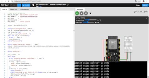 智慧生活科技專業社群 Wokwi模擬工具：micropython Mqtt Weather Logger Esp32
