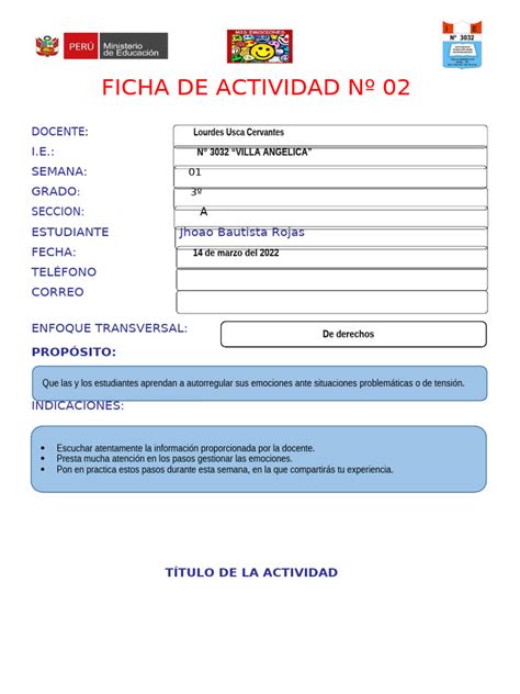 Ficha 2 Gestionando Las Emociones Pdf