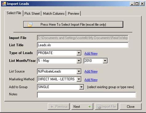Import Select File Struggling Investor