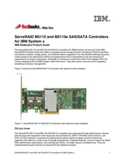 ServeRAID M5110 And M5110e SAS SATA Controllers For IBM System