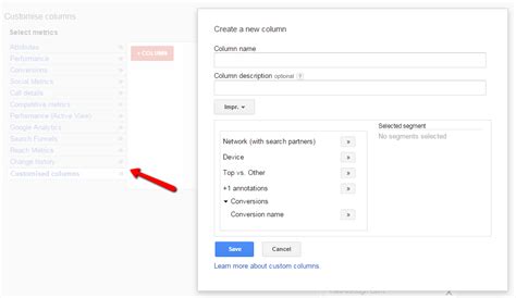 Custom Column Options In AdWords WebSavvy
