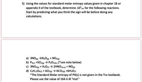 Using The Values For Standard Molar Entropy Values SolvedLib