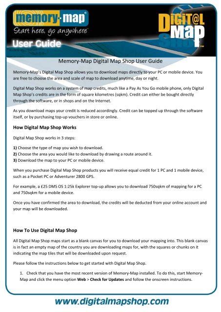 Memory Map Digital Map Shop User Guide