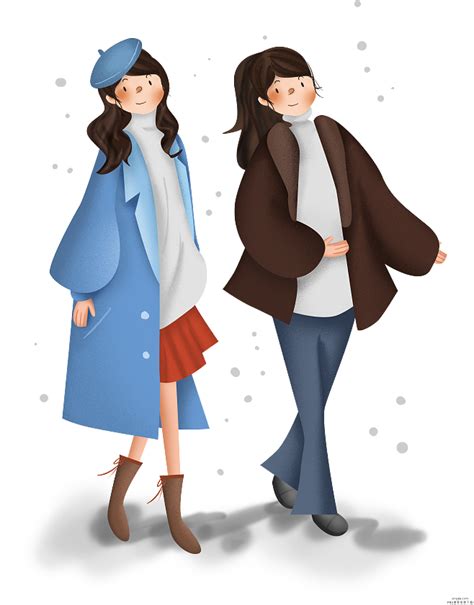 秋装冬装韩风时尚女生 Png搜索 冬装购物购物节韩风卡通手绘女生女性女装秋装人物日系时尚时尚达人