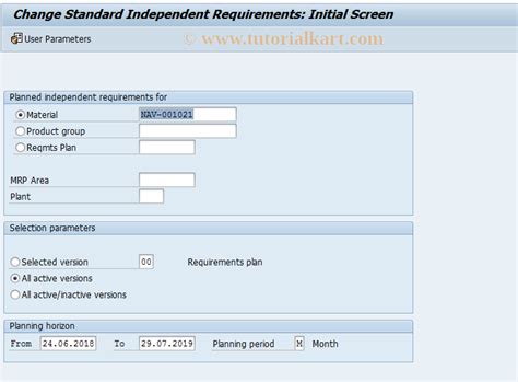 MD SAP Tcode Change Standard Independent Requirements
