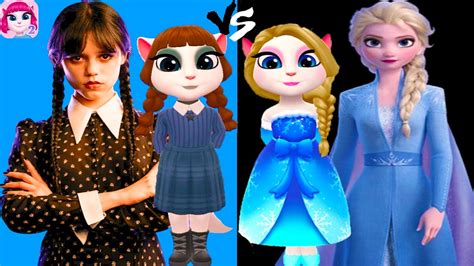 Wednesday Vs Elsa Frozen My Talking Angela New Year Update Gameplay YouTube