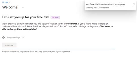 빠른 시작 가이드 외부 테넌트 무료 평가판 설정 Microsoft Entra External Id Microsoft