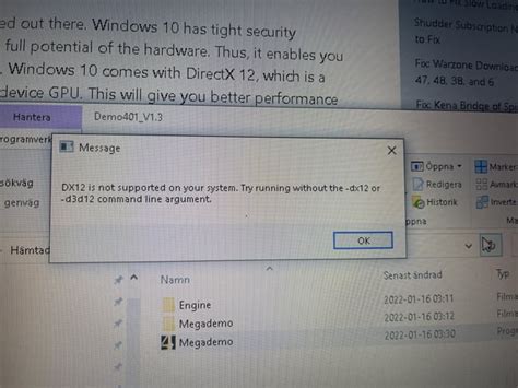 how do i get demo 401 to run without dx12 or d3d12 command line