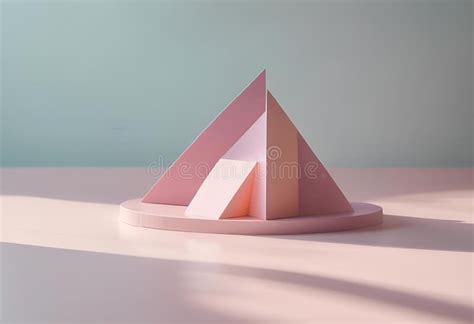 Ai Generated Illustration Of Geometric Shapes On A Soft Pink And Blue Backdrop Stock
