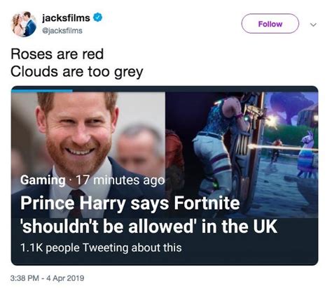 Jacksfilms Prince Harry Fortnite Ban Quote Know Your Meme