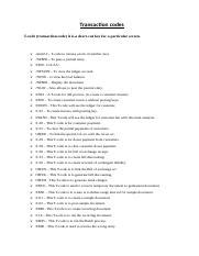 T Code1 Docx Transaction Codes T Code Transaction Code It Is A Short Cut Key For A Particular