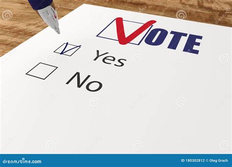 A Ballot Voting In Elections And The Voter Marks Blue Tick In Yes