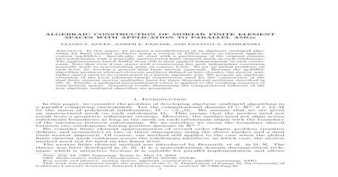 Pdf Algebraic Construction Of Mortar Finite Element Dokumentips