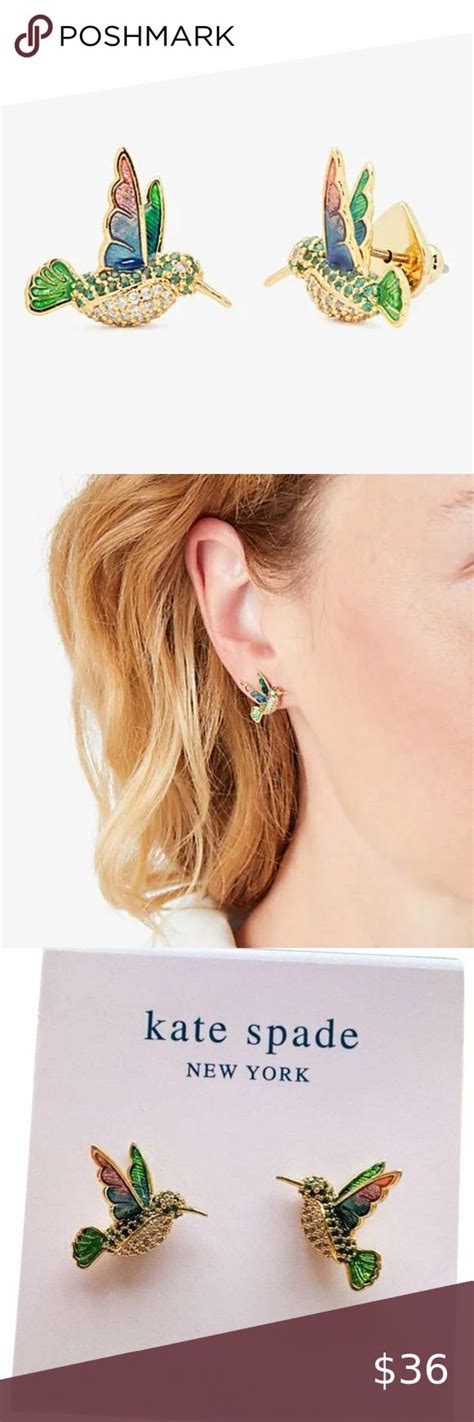 Dazzling Daisy Hummingbird Studs Earrings 12K Gold Plated NWT