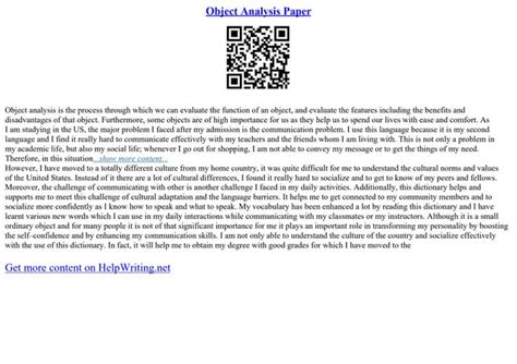 Object Analysis Paper Ppt