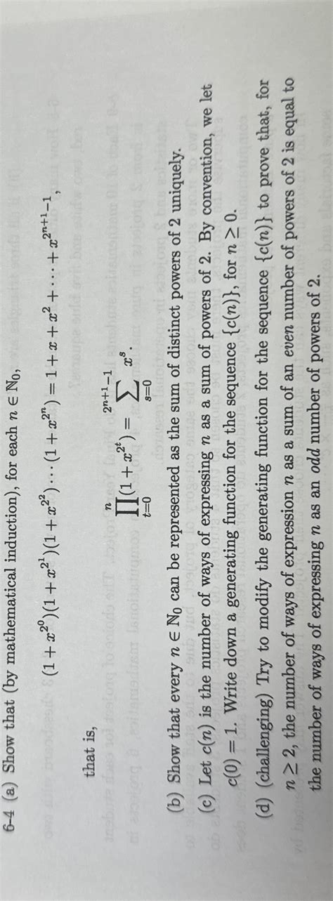 solved 6 4 a ﻿show that by mathematical induction ﻿for