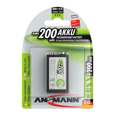 PILE RECHARGEABLE PRECHARGEE HR9V RC22 NiMH 8 4V 200mAh BL1 ANSMANN