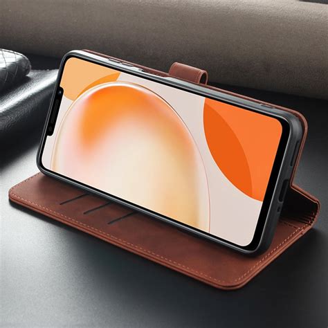 For Huawei Enjoy X Nova Y Azns Skin Feel Calf Texture Flip Leather Phone Case Brown