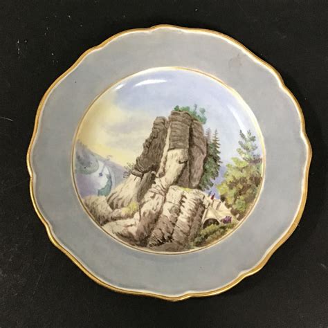 Vintage Meissen Porcelain Light Blue And Grey Plate Etsy