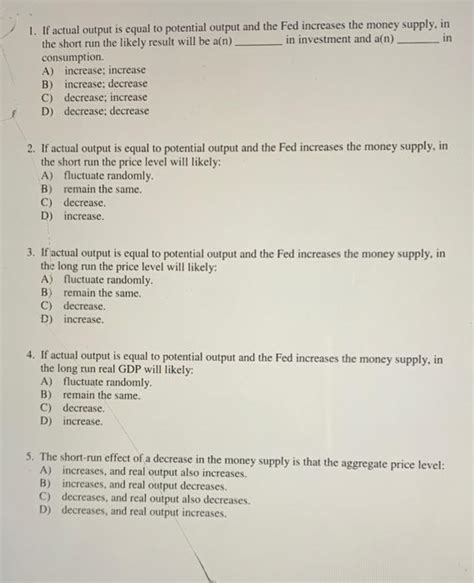 Solved If Actual Output Is Equal To Potential Output And Chegg
