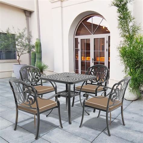 Willit Elizabeth Black 5 Piece Cast Aluminum Outdoor Dining Set With