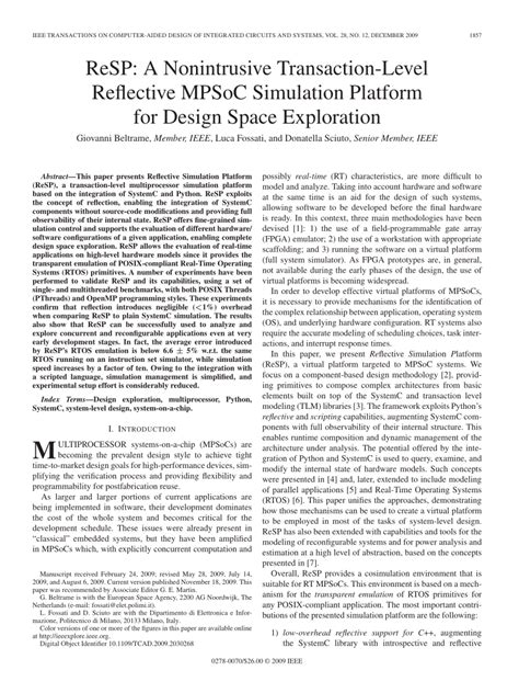 Pdf Resp A Nonintrusive Transaction Level Reflective Mpsoc