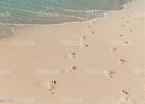 素足の足跡はビーチの濡れた砂の上にあります からっぽのストックフォトや画像を多数ご用意 からっぽ バケーション ヘルスケアと医療