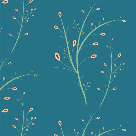 Premium Vector Web Pattern Abstract Branches And Flowers On Blue