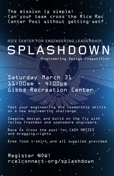 Splashdown Poster 1 Cc Rice Center For Engineering Leadership