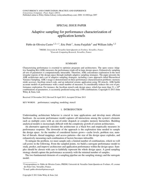 Pdf Adaptive Sampling For Performance Characterization Of Application Kernels