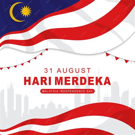Premium Vector Flat Cartoon Greeting Hari Merdeka Malaysia Which