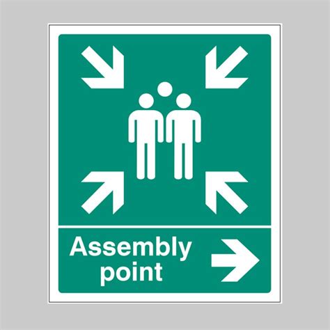Assembly Point Arrow Right Emergency Escape Signage