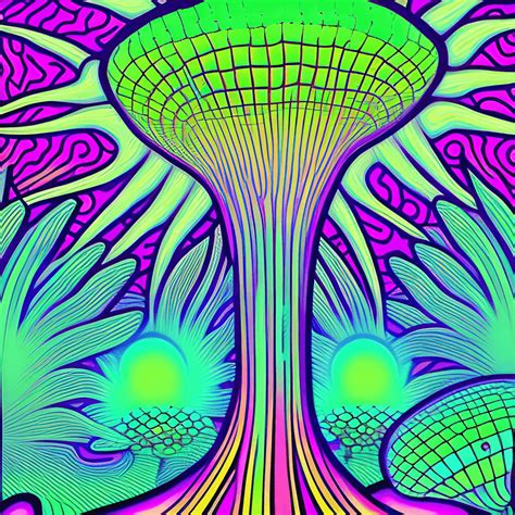 Psychedelic Magic Mushrooms Neon Trippy Psilocybin Graphic · Creative