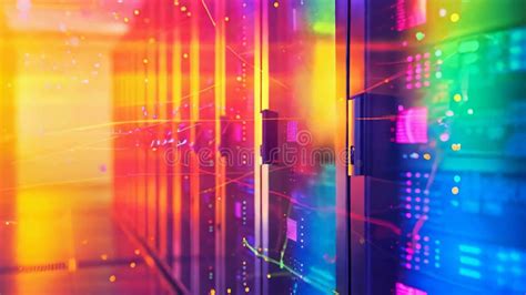 Futuristic Server Room With Data Visualization On Glowing Green Walls Design A Futuristic