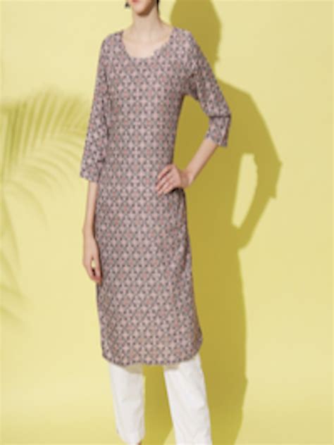 Buy Sitaram Designer Women Burgundy Ethnic Motifs Printed Kurta