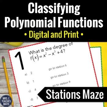 Classifying Polynomials Activity Digital And Print By Mrs E Teaches Math