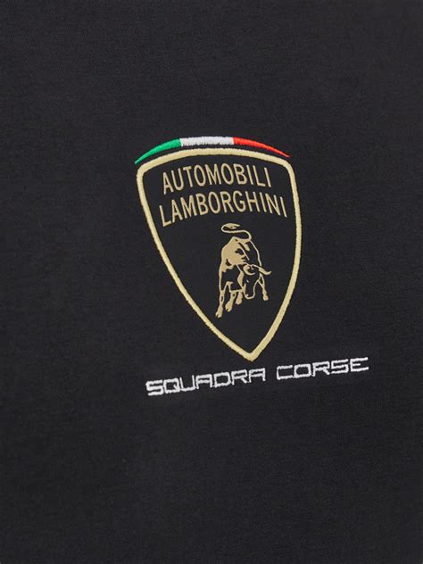 Automobili Lamborghini Squadra Corse Mens Black Tricolor Sports T