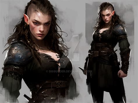 Half Elf Warrior Barbarian Female Art Character By Dissunder On Deviantart