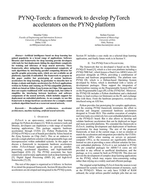 pdf pynq torch a framework to develop pytorch accelerators on the